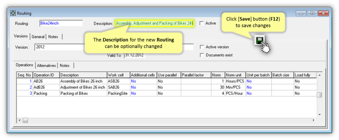 Prodmaster How To Create A New Routing As A Copy Of Existing One